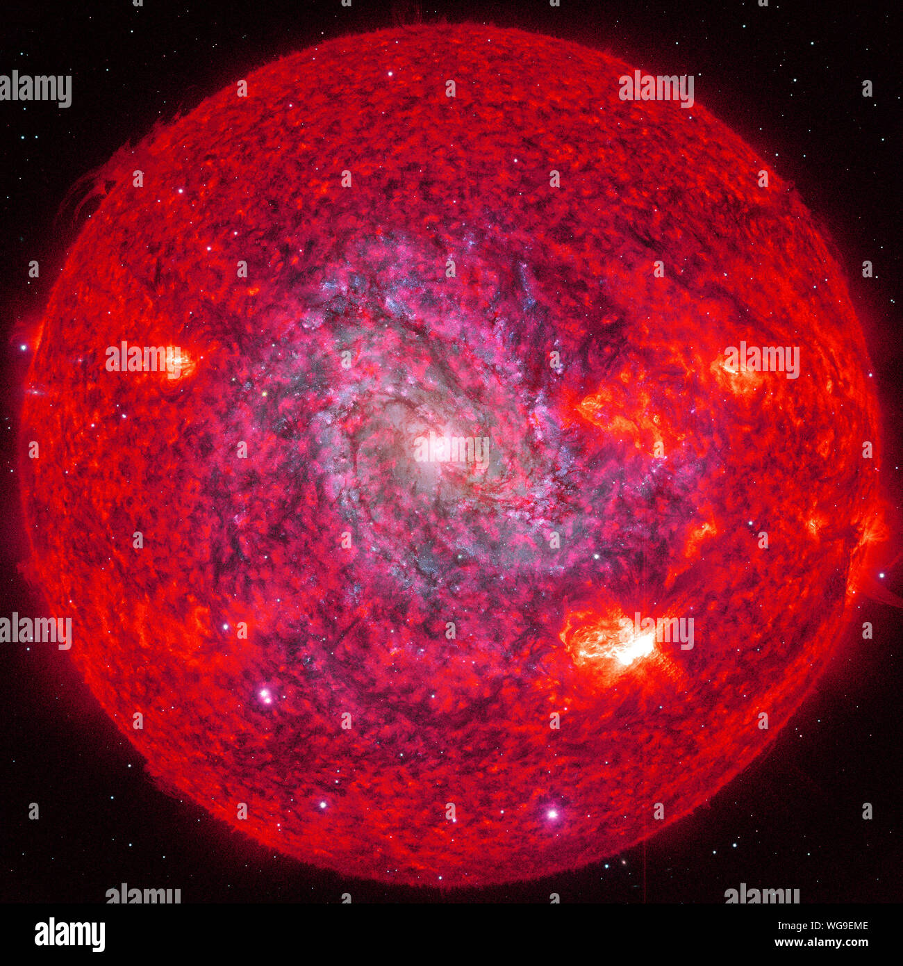 Extremely hot star. Flaring of Sun. Beauty of endless universe ...