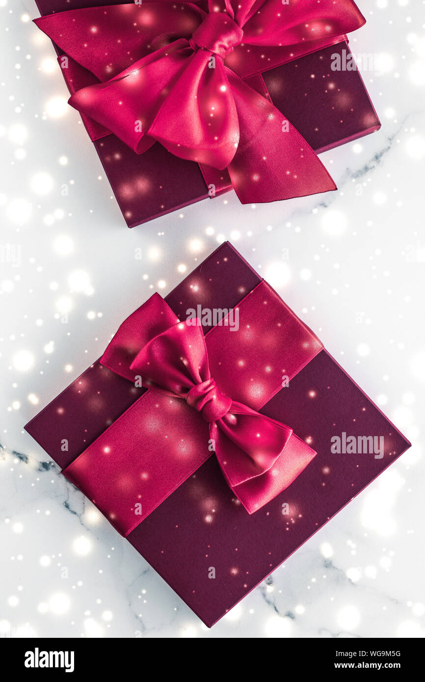 New Years Eve celebration, wrapped luxury boxes and cold season concept ...