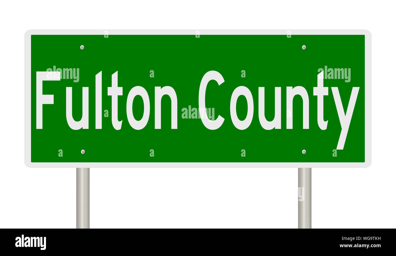 Rendering of a green highway sign for Fulton County Georgia Stock Photo ...
