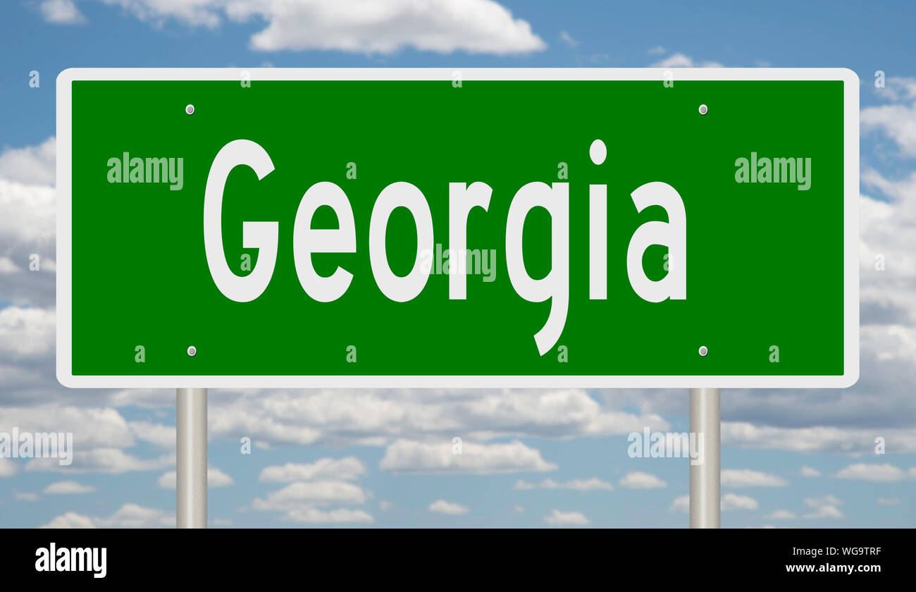 Rendering of a green highway sign for Georgia Stock Photo - Alamy