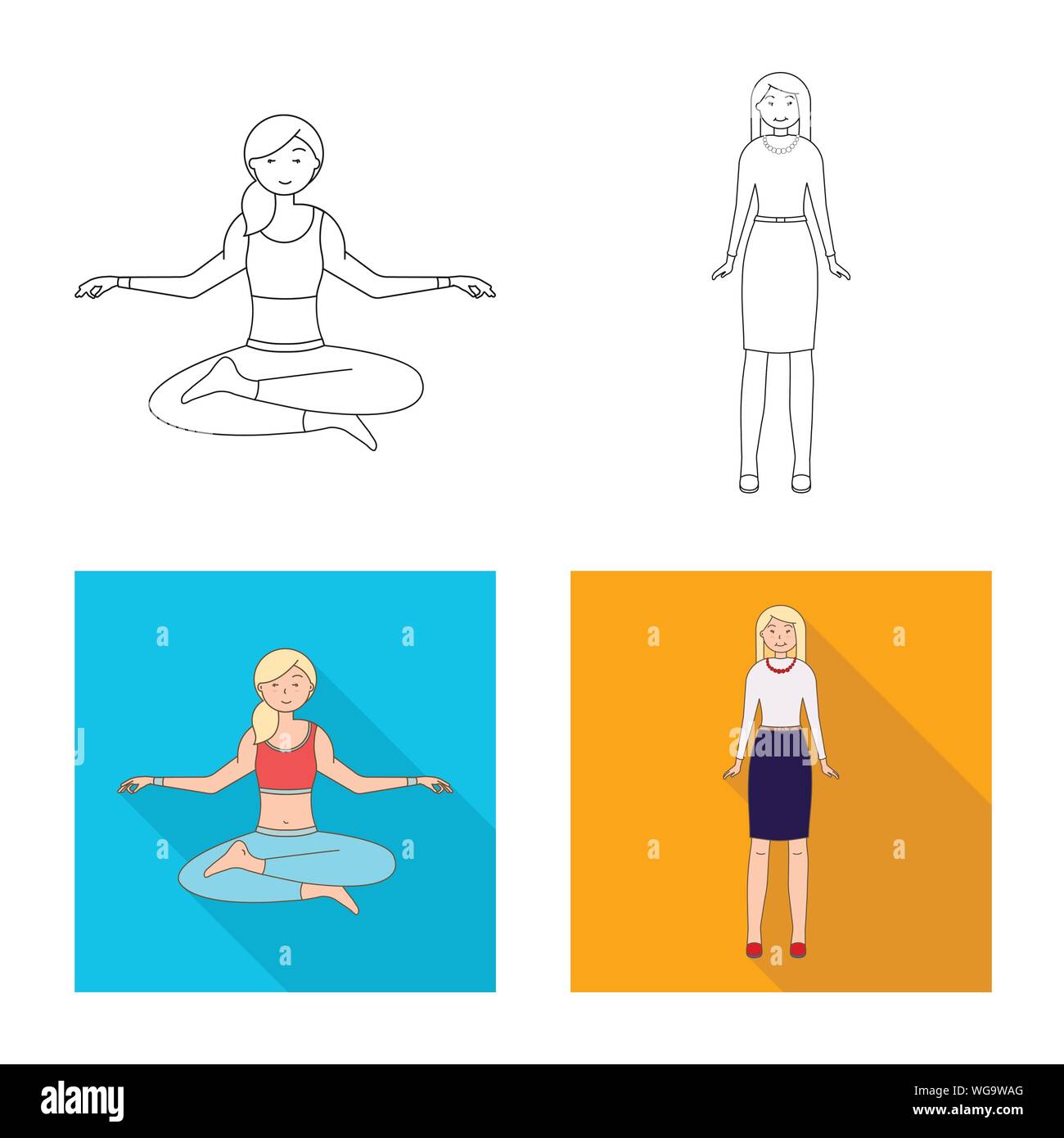Vector illustration of posture and mood icon. Collection of posture and ...