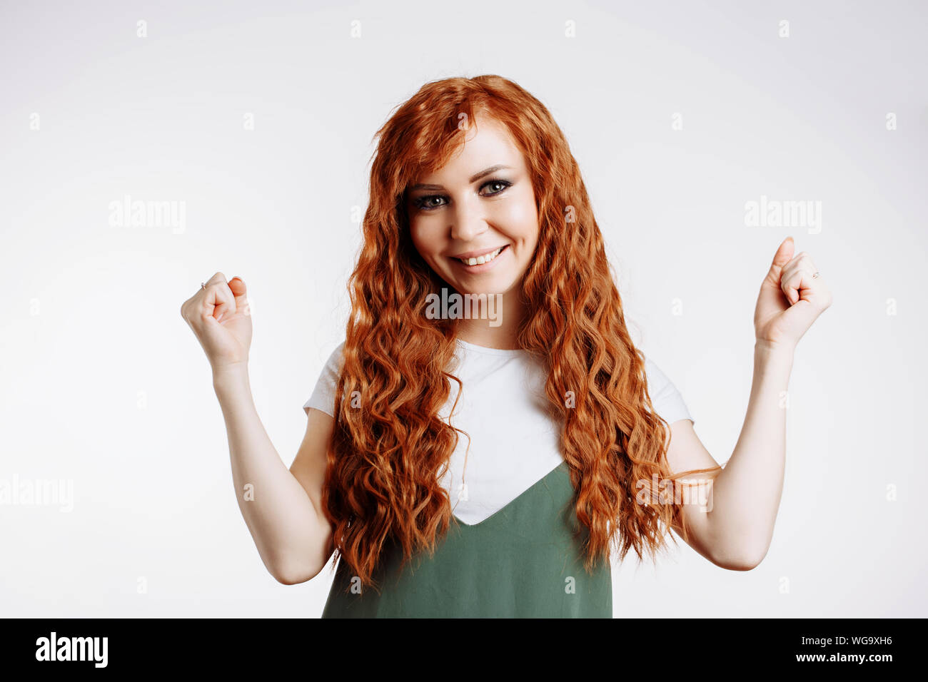 Emotions, facial expressions, success, victory concept. Caucasian ...