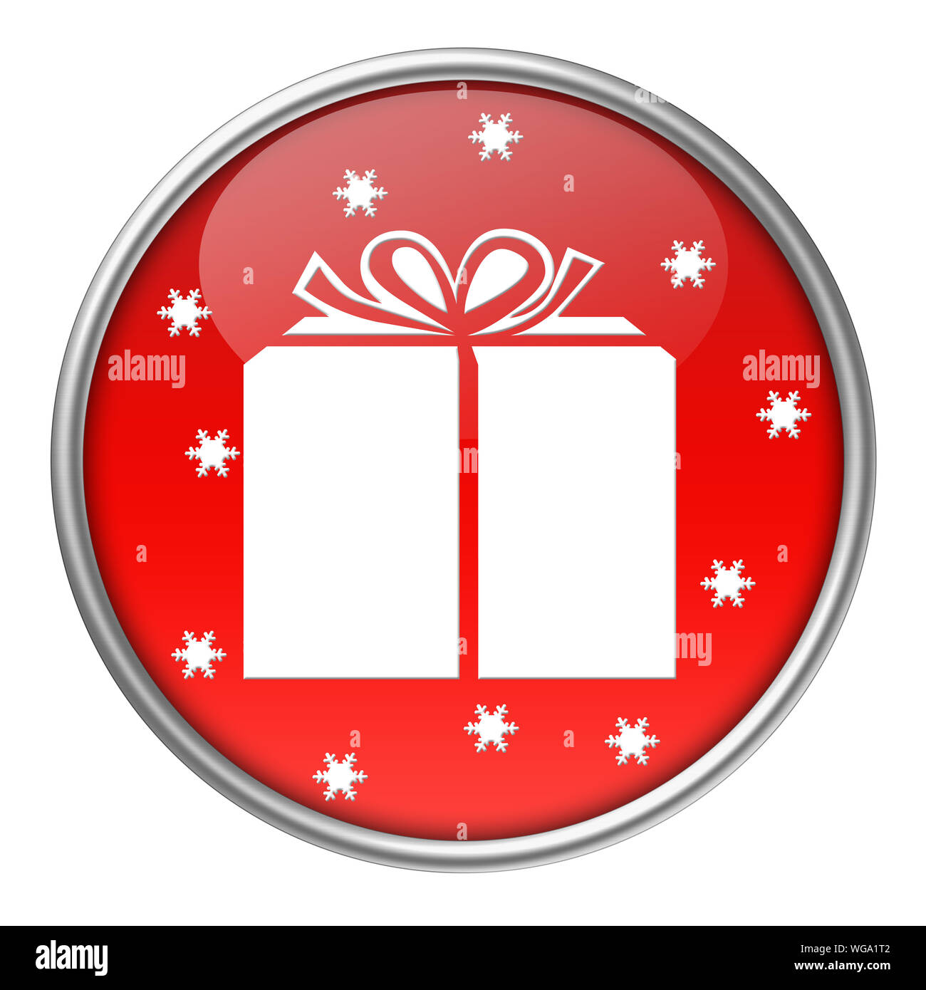 Red glass button with Christmas symbol Stock Photo - Alamy