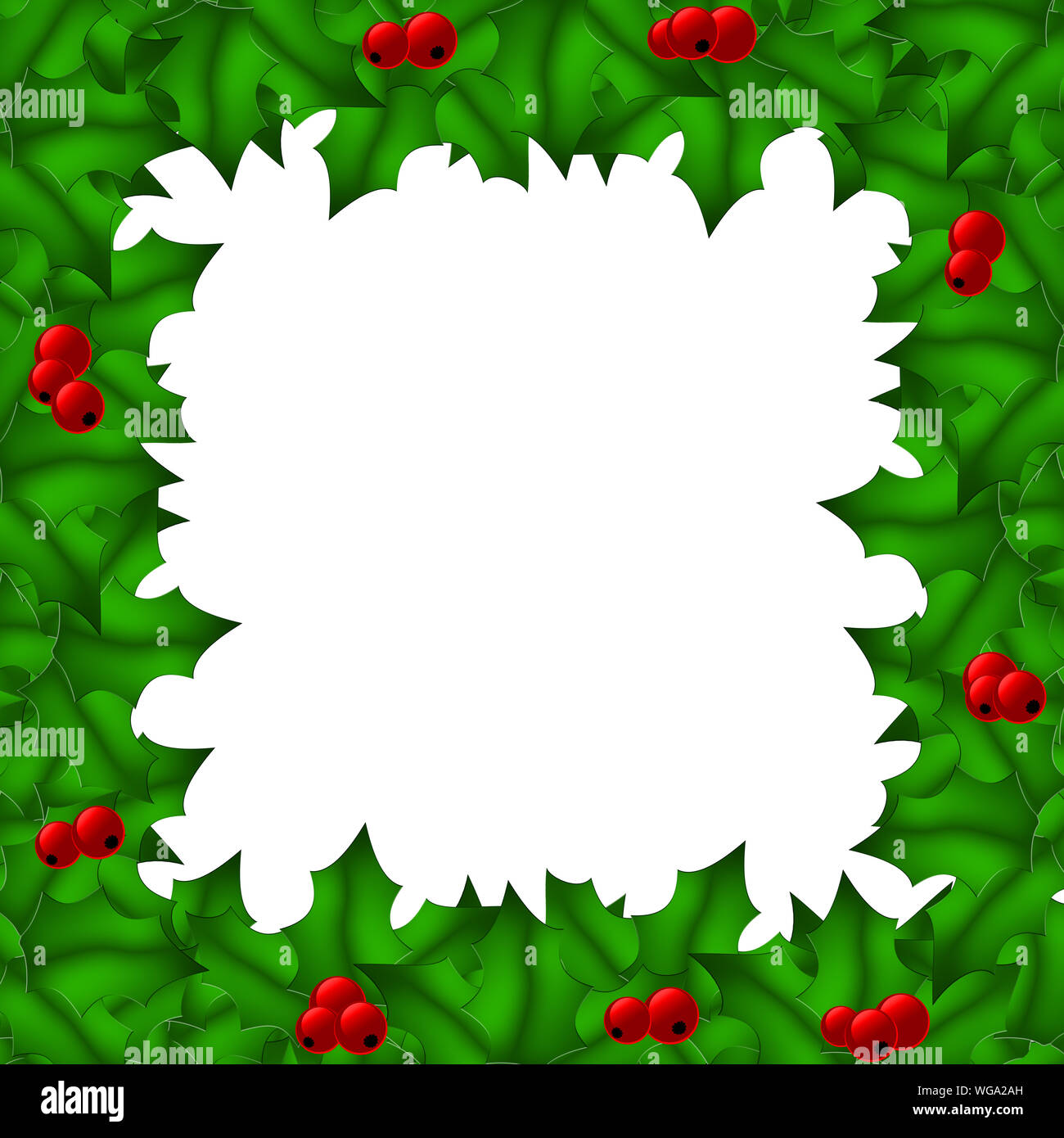 Christmas background with holly frame Stock Photo - Alamy