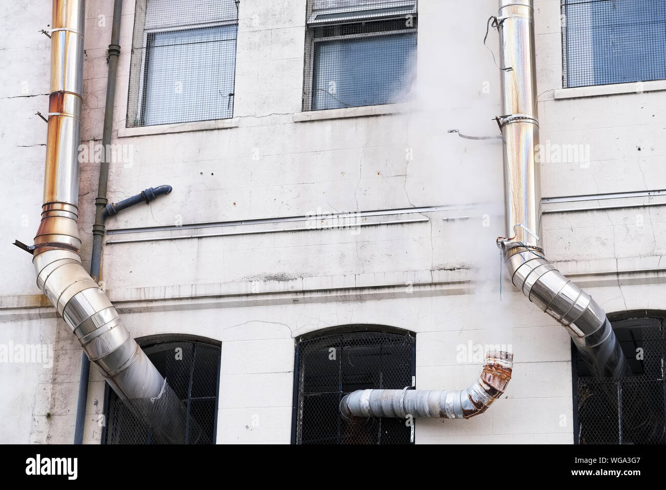 Flue chimney fixed to building exterior wall stainless steel from ...