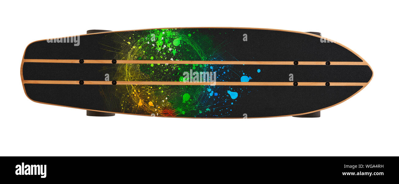 Wooden skate board with Abstract texture isolated on a white background ...