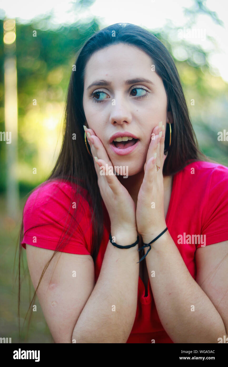 Woman open mouth front hi-res stock photography and images - Alamy