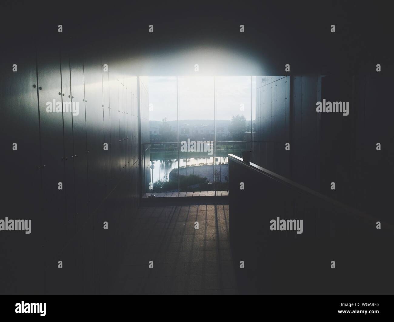 Hallway With Glass Window Stock Photo - Alamy