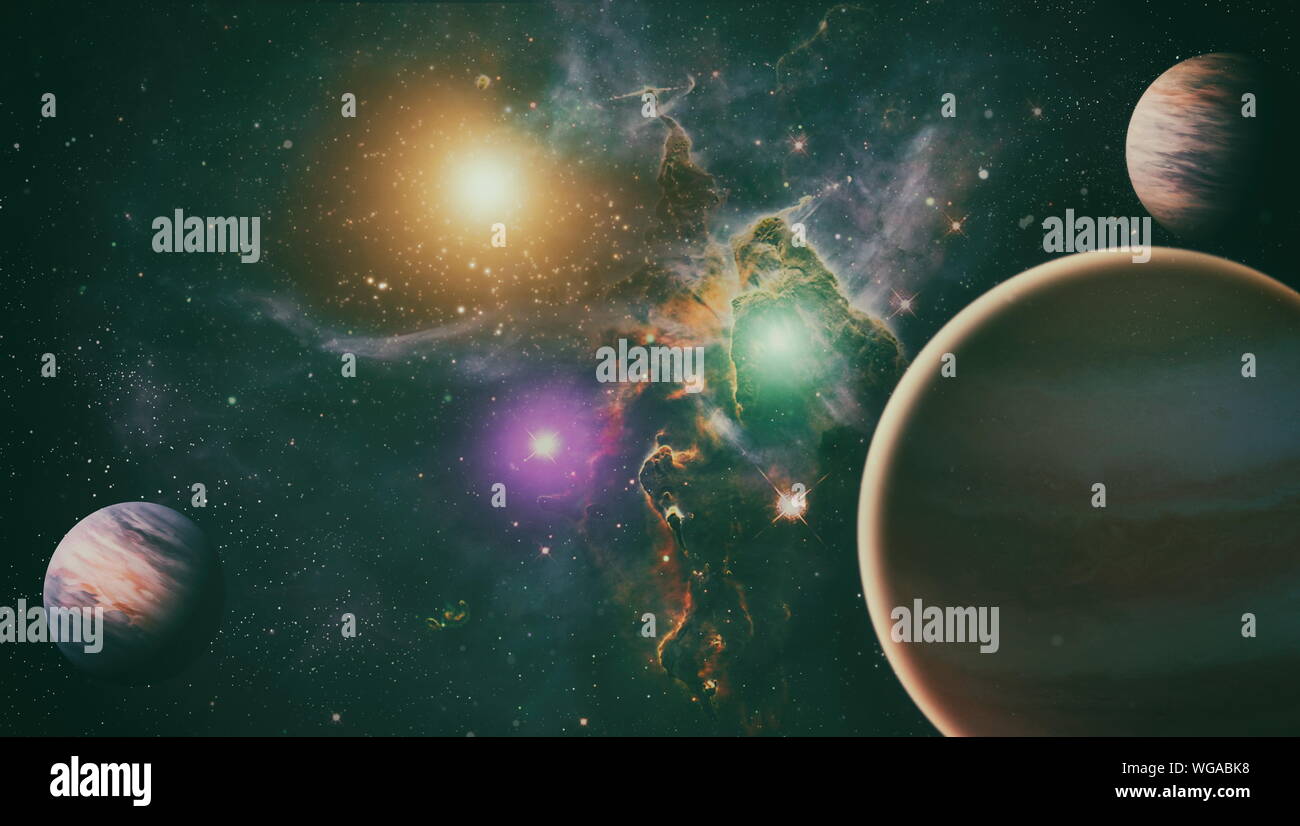 Cosmic clouds of mist on bright colorful backgrounds. Elements of this ...