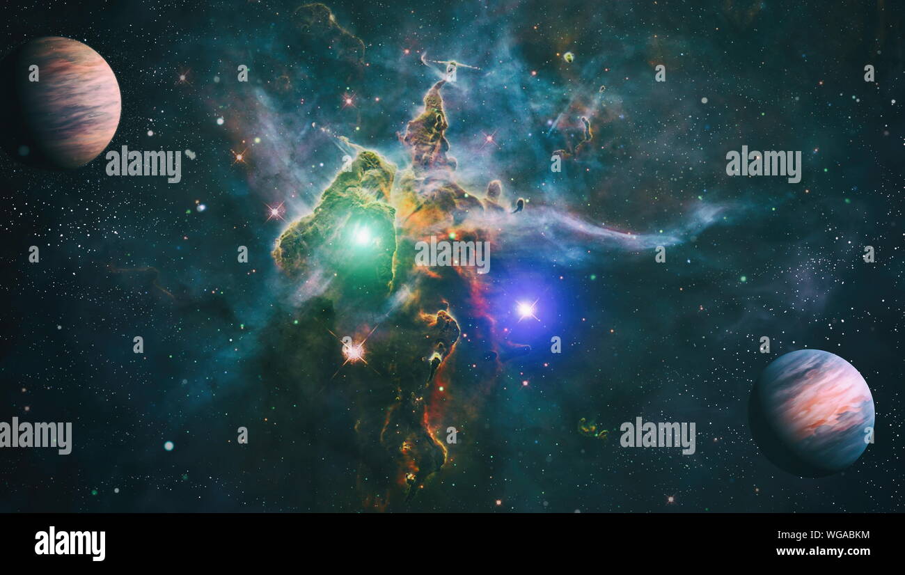 Cosmic clouds of mist on bright colorful backgrounds. Elements of this ...