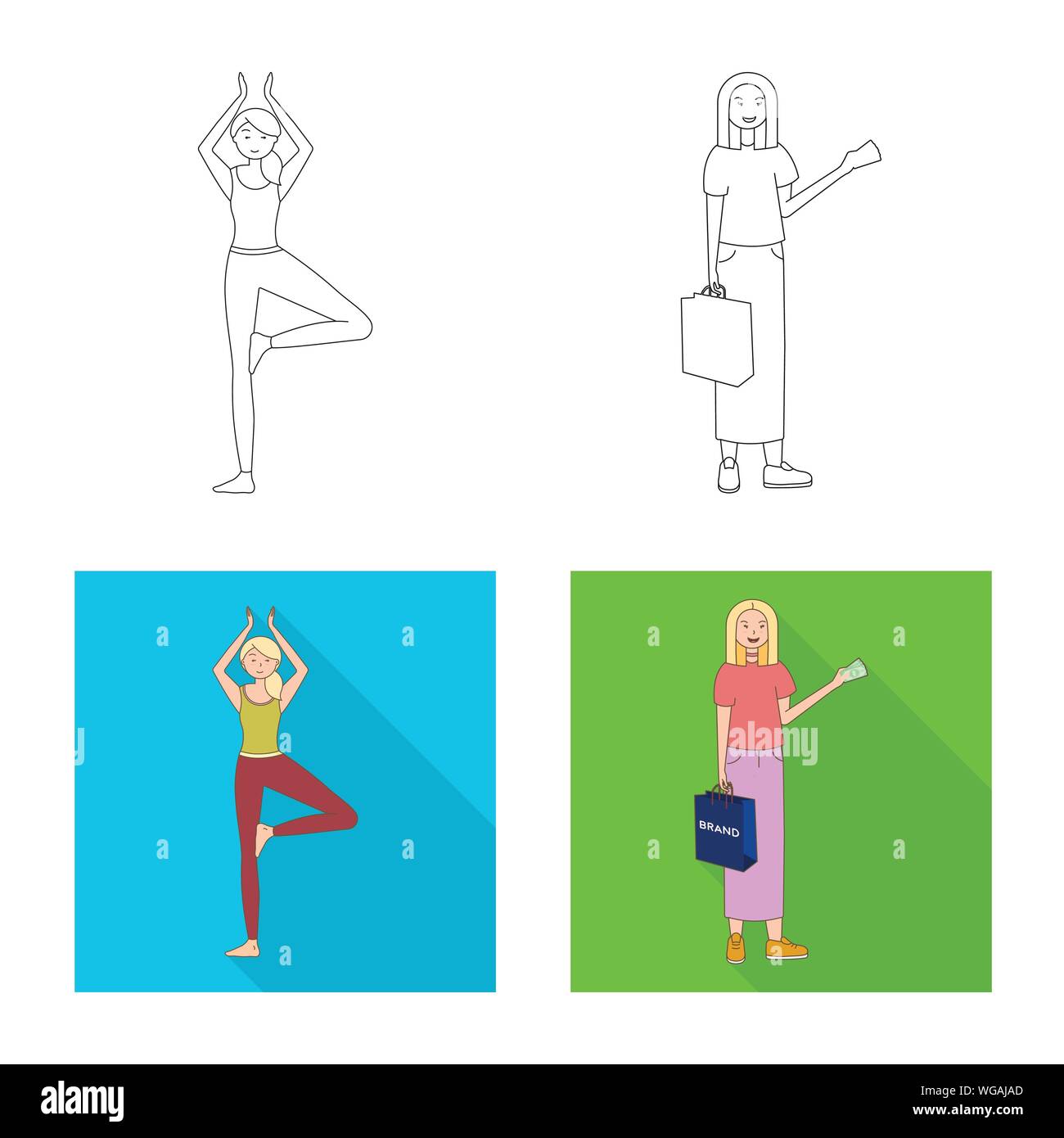 Isolated object of posture and mood sign. Collection of posture and ...