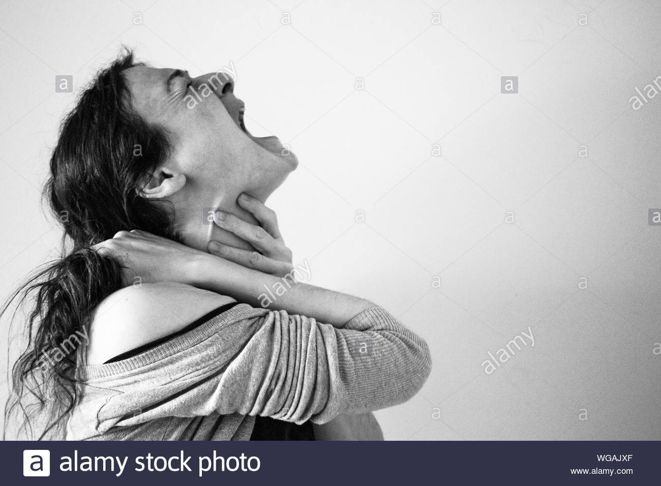 Screaming Woman Black and White Stock Photos & Images - Alamy