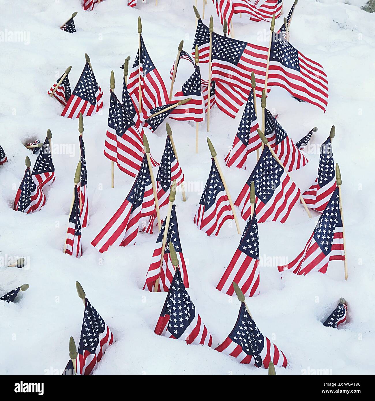 American flag covered in snow hi-res stock photography and images - Alamy