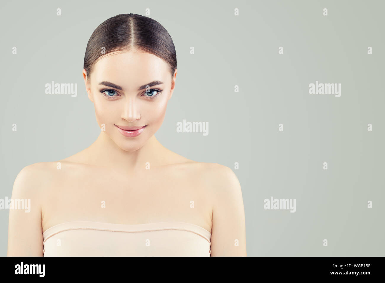 Perfect woman portrait. Healthy spa model with clear skin Stock Photo ...