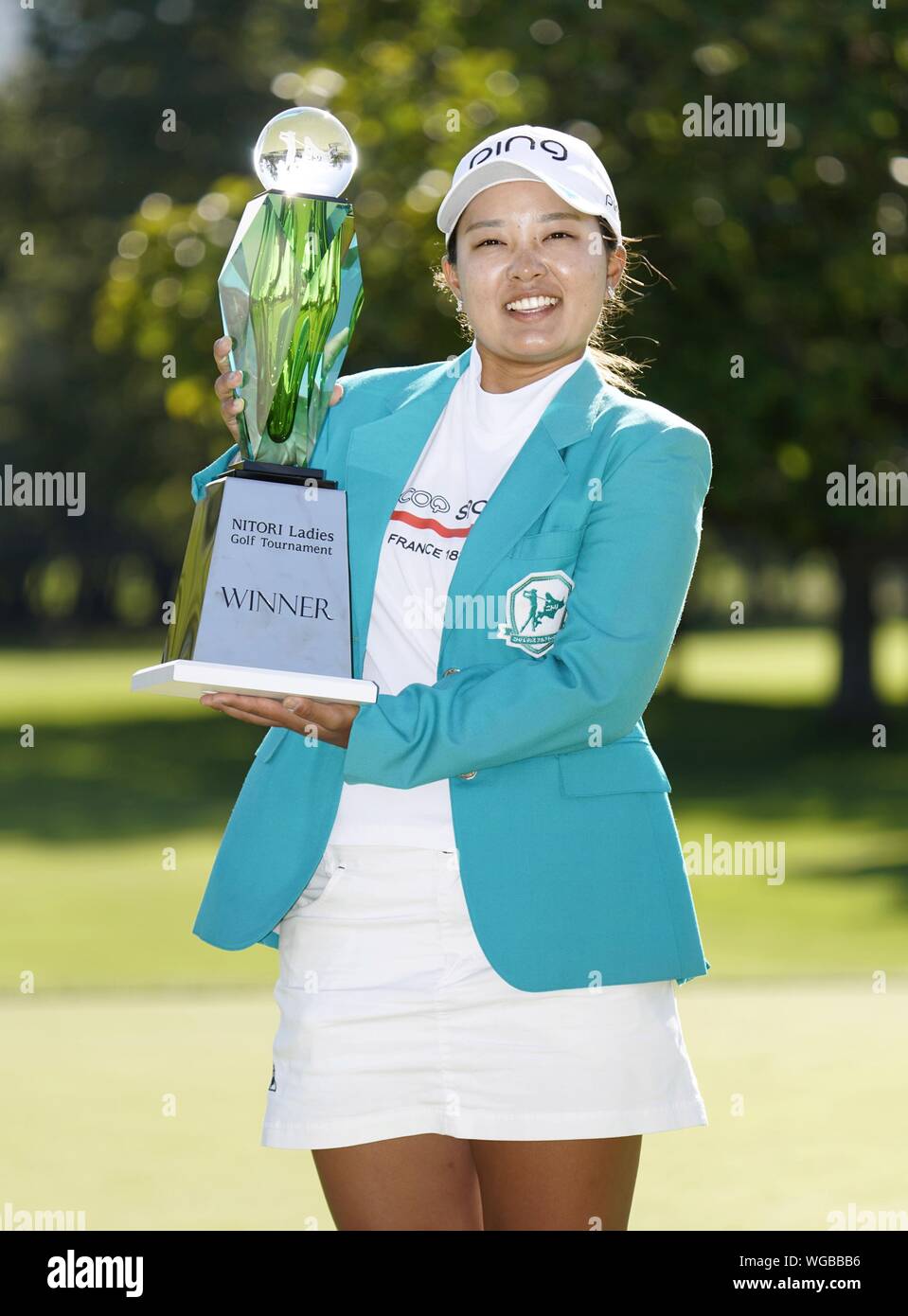 Otaru, Japan. 01st Sep, 2019. Ai Suzuki of Japan holds her trophy after winning the Nitori ...