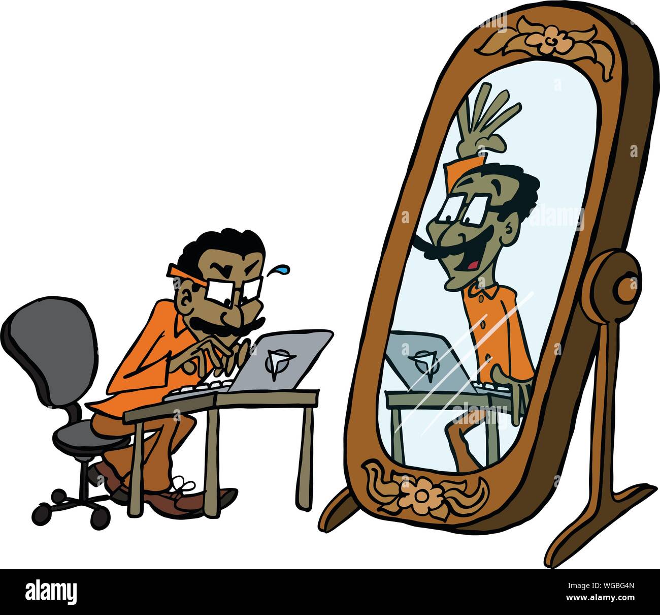 Hiding behind mirror Stock Vector Images - Alamy