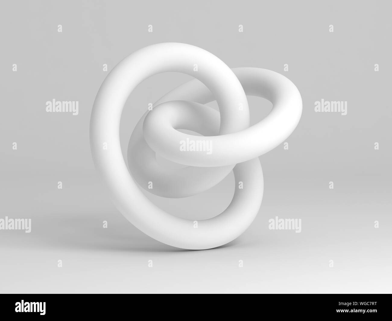 Geometrical representation of a torus knot shape. Abstract white ...