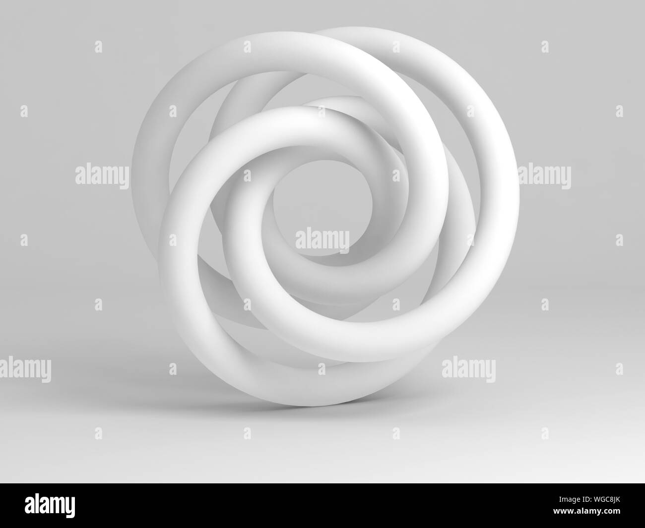 Torus knot geometrical representation. Abstract white installation on ...