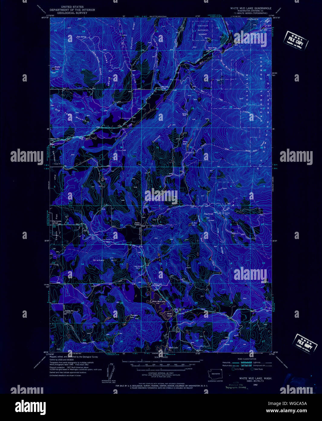 USGS Topo Map Washington State WA White Mud Lake 244649 1952 24000 ...