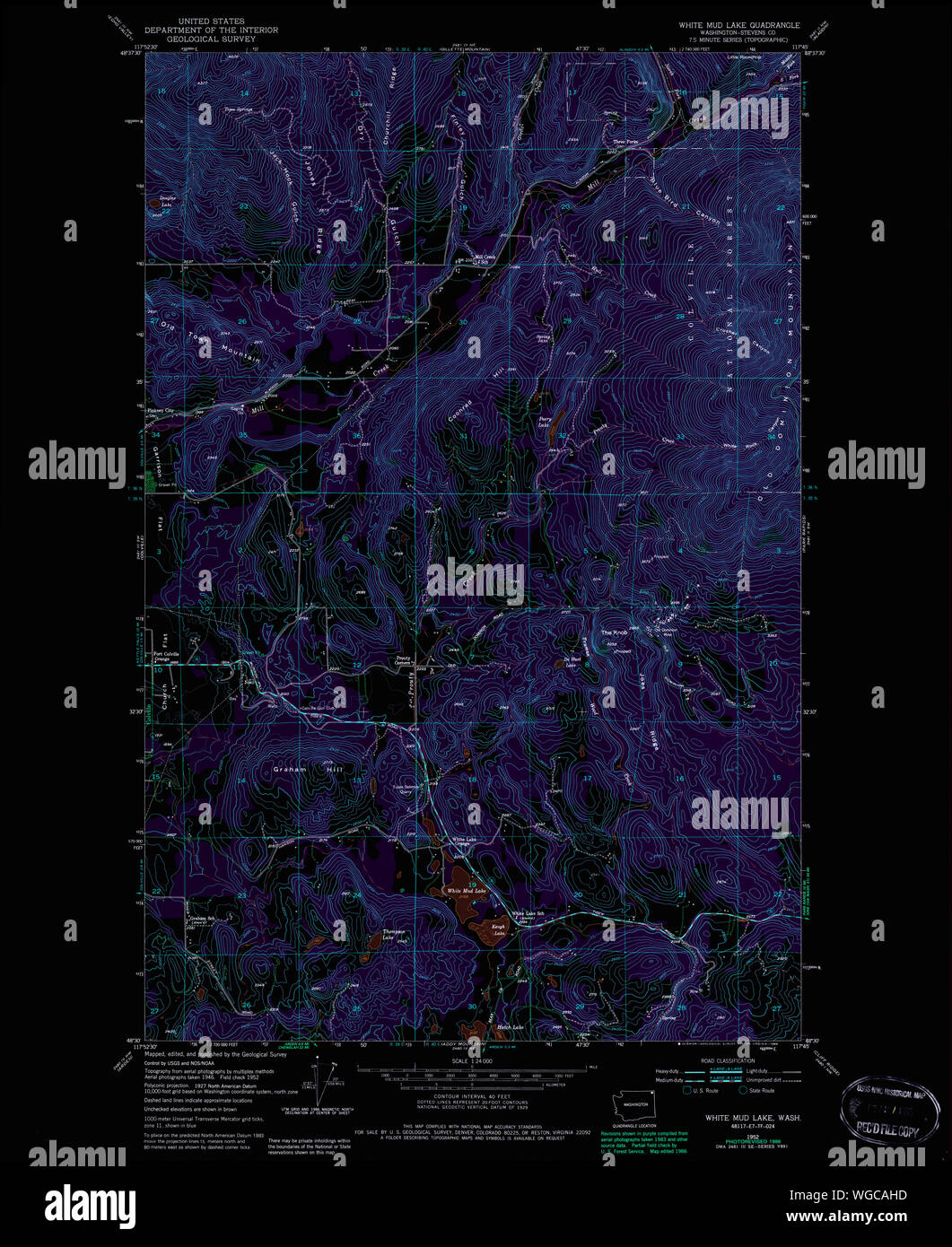 USGS Topo Map Washington State WA White Mud Lake 244650 1952 24000 ...