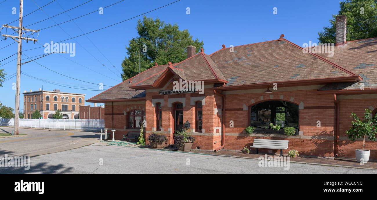 Old Train Station in downtown Three Oaks, Michigan Stock Photo - Alamy