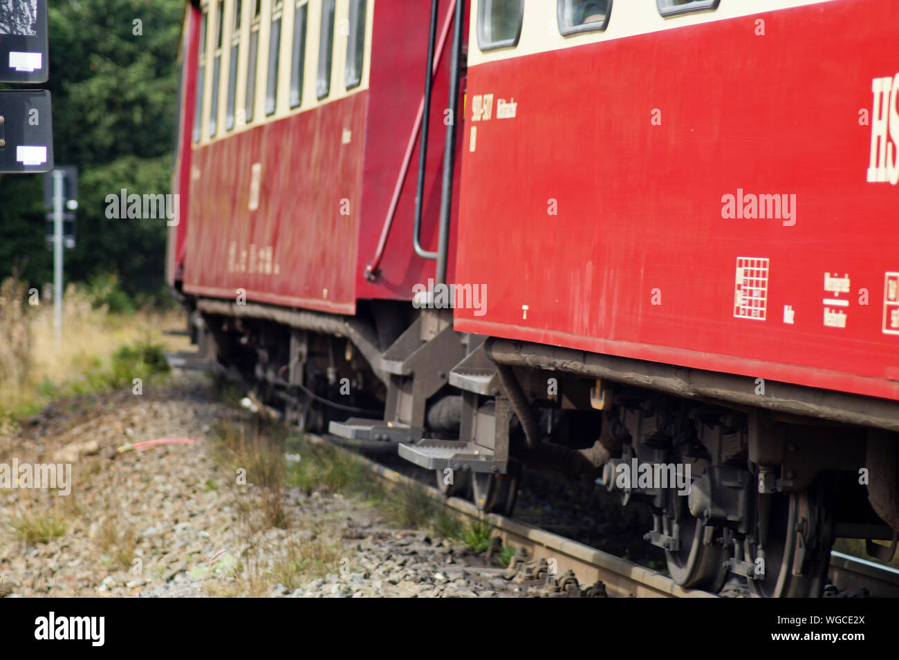 Steam Train Moving By Field Stock Photo - Alamy