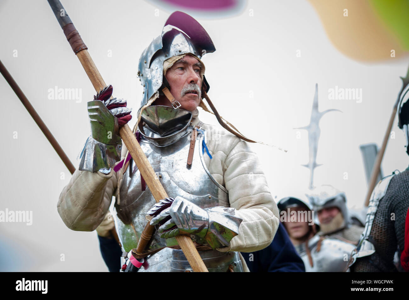 Knight mustering to battle - Tewkesbury Medieval Festival 2019 Stock ...