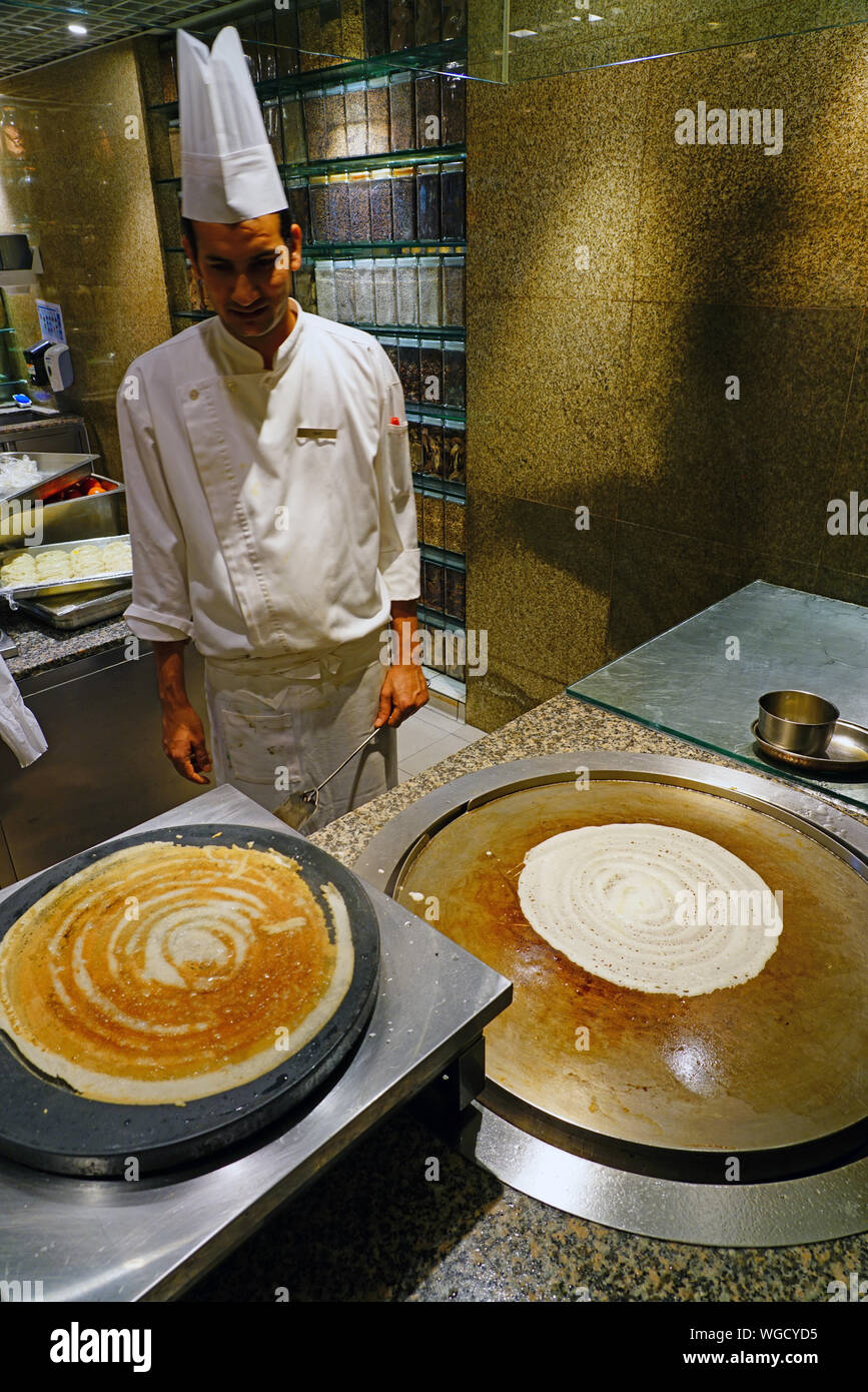 SINGAPORE -27 AUG 2019- View of Straits Kitchen, a famous luxury hawker ...