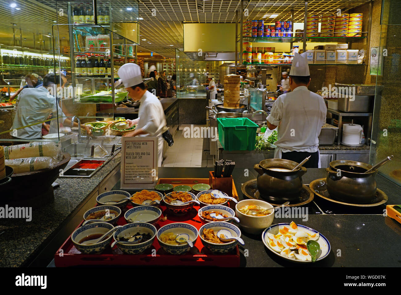 SINGAPORE -27 AUG 2019- View of Straits Kitchen, a famous luxury hawker ...