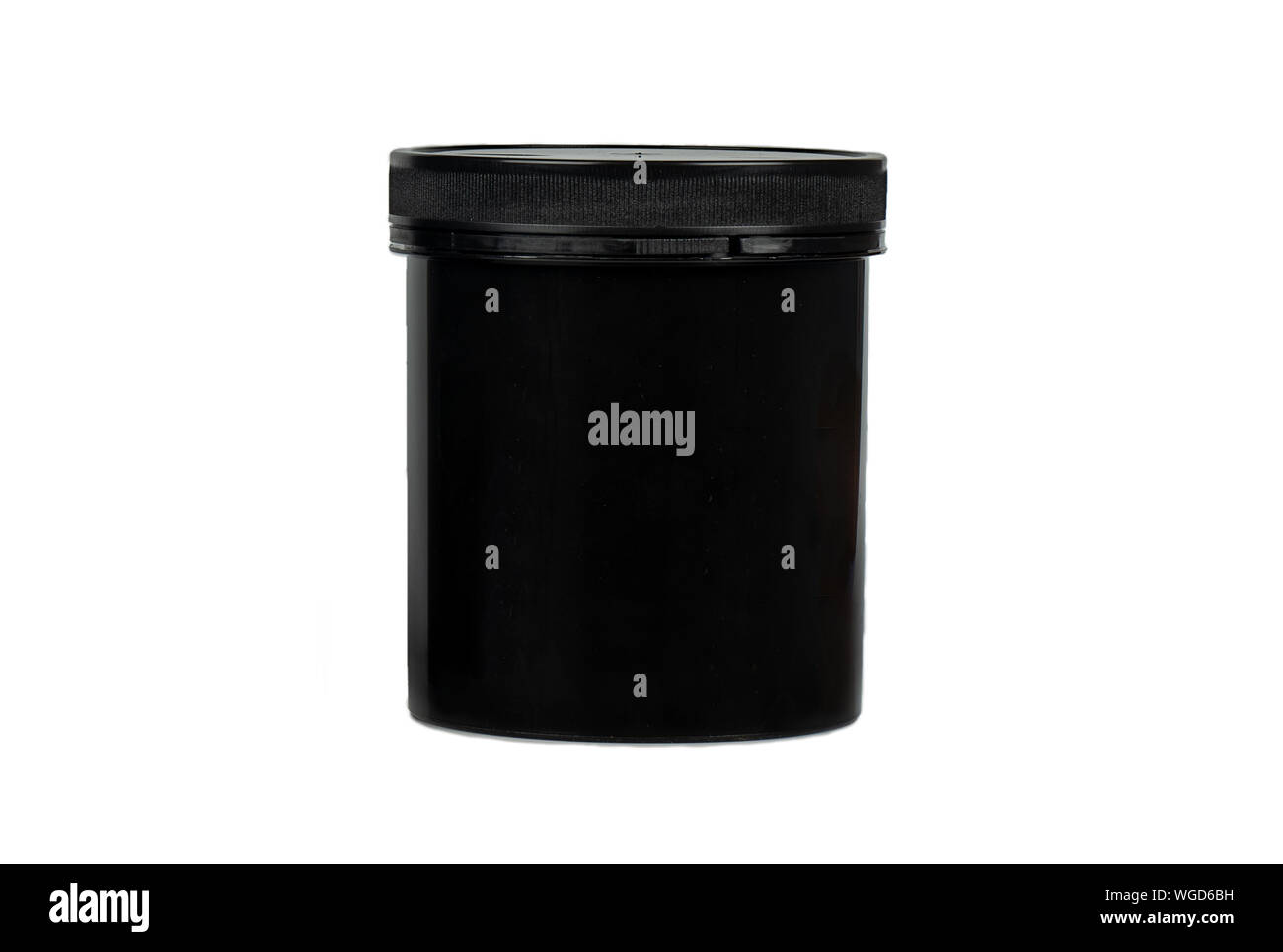 Black plastic jar isolated on white background Stock Photo - Alamy