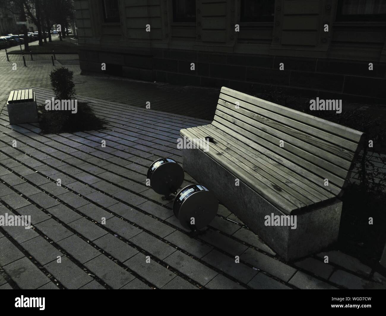 View Of Empty Bench At Night Stock Photo - Alamy