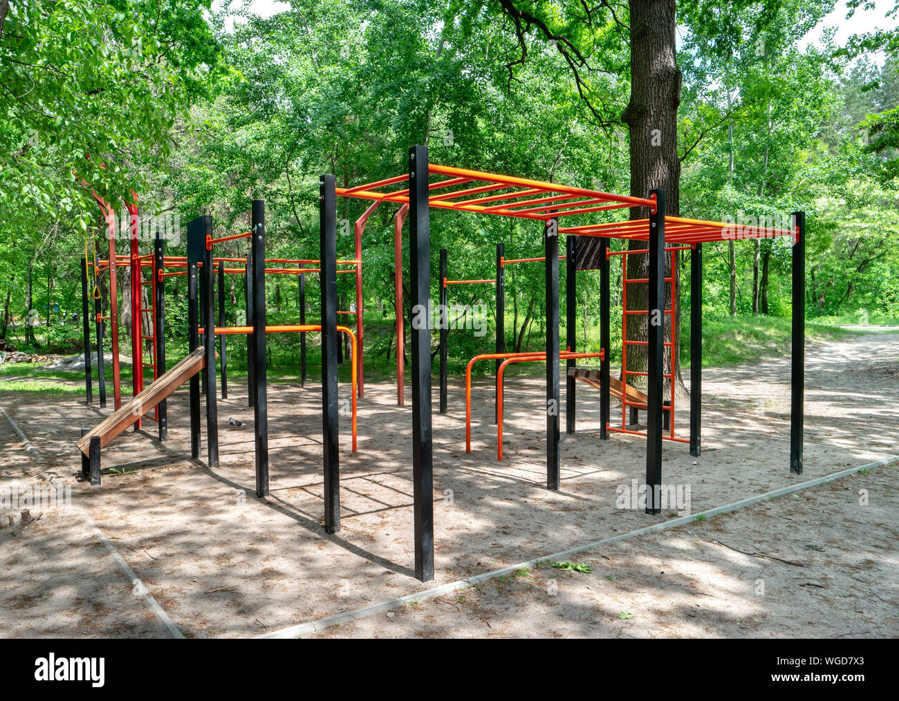 Sports ground for athletes in the summer park Stock Photo - Alamy