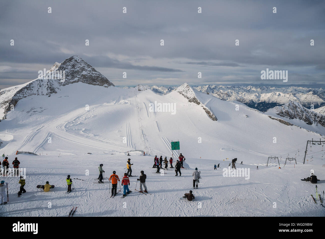 Winter mountain landscape ski resort Zillertal Hintertuxer Glacier ...