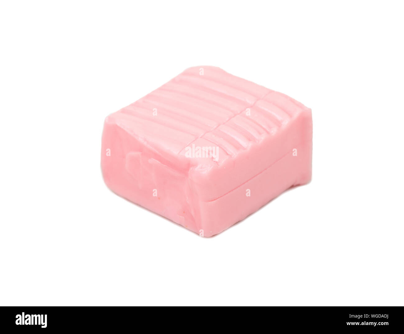 Pink square chewing candy isolated on white background Stock Photo - Alamy