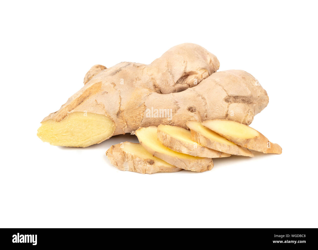 Ginger root and slices Cut Out Stock Images & Pictures - Alamy