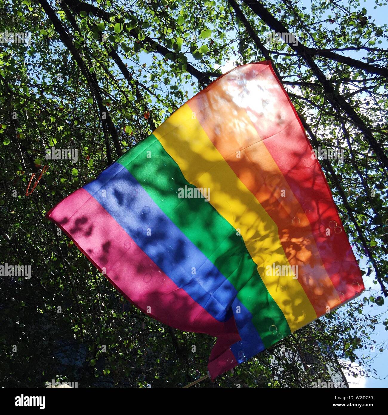 Low angle view of rainbow flag hi-res stock photography and images - Alamy