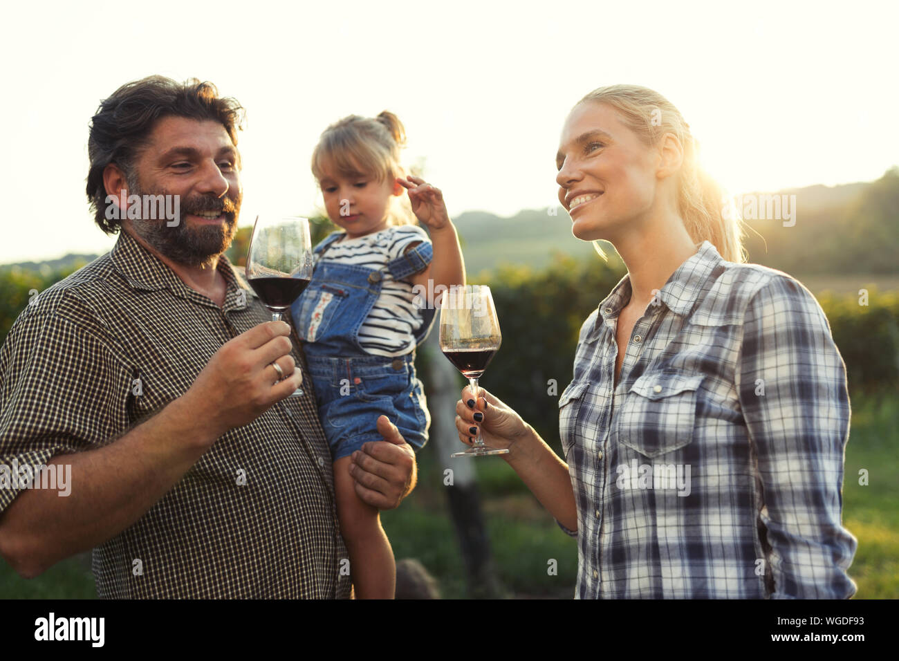 Picture of people tasting red wine in vineyard Stock Photo - Alamy