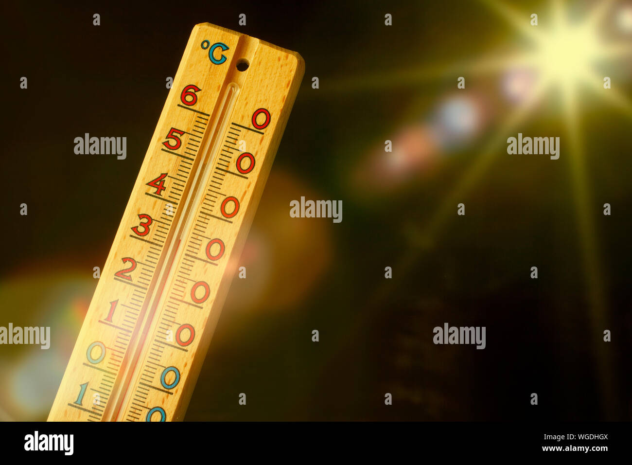 global warming - thermometer close up on black background Stock Photo ...