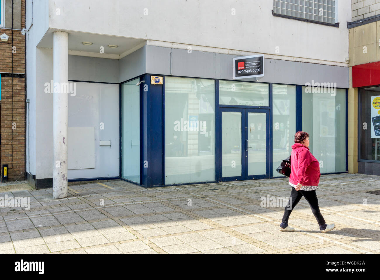 Empty shop unit in Vancouver Quarter of King's Lynn town centre. King's Lynn is one of the towns ...