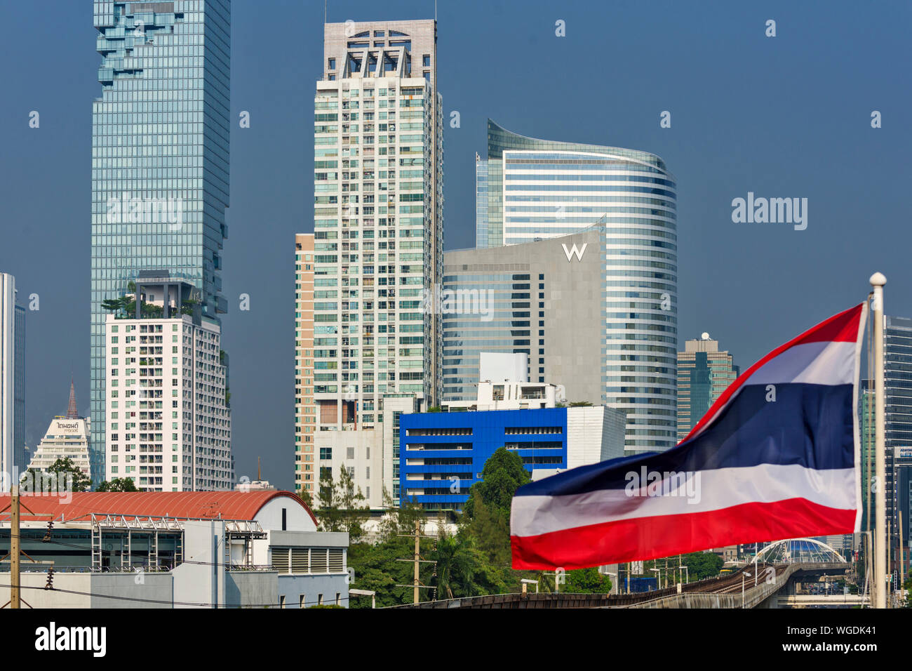 the BTS skytrain line between chong nonsi and Ratchadamri in Bangkok ...