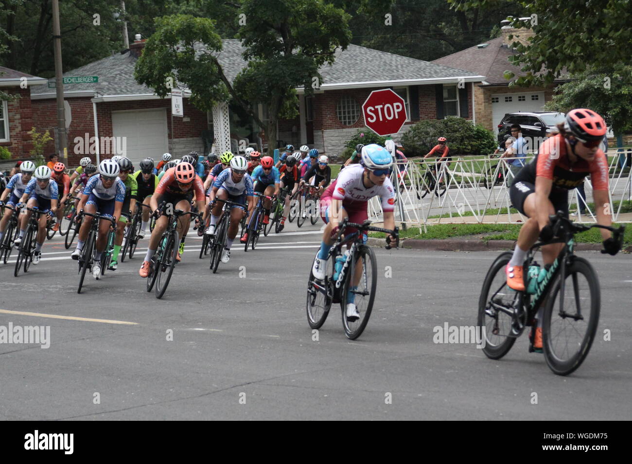 Long down hill to left turn to a uphill gradual climb to plateau Stock ...