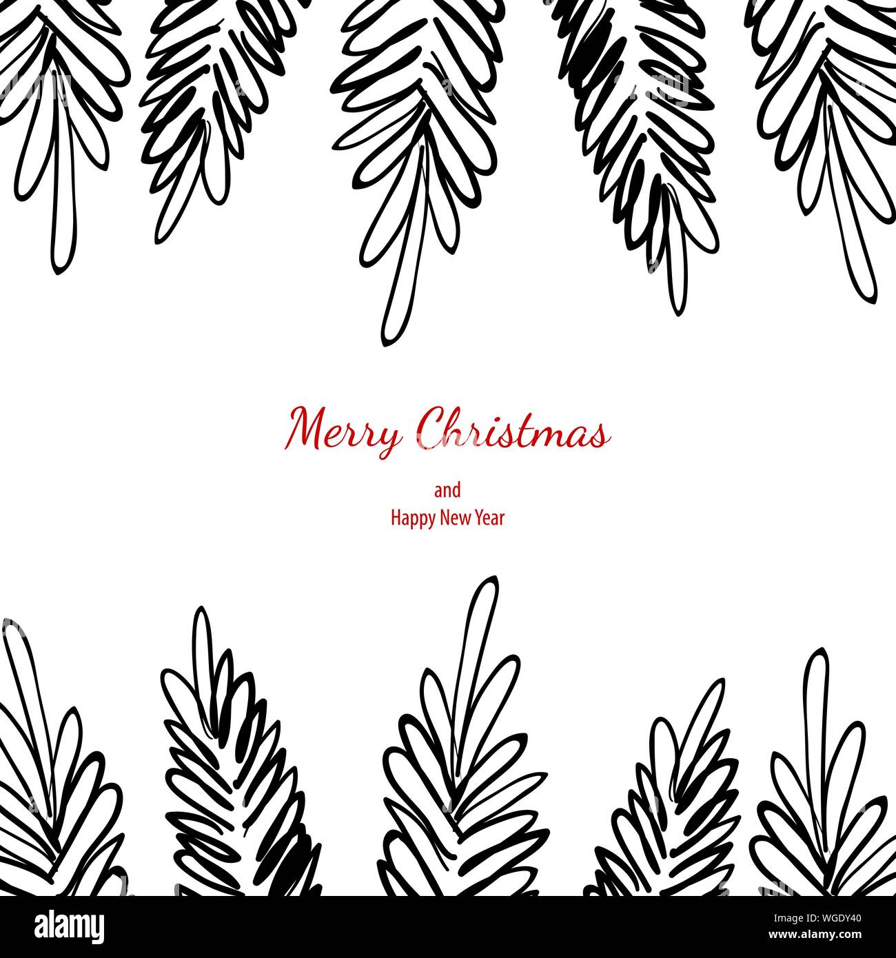 Merry christmas doodle card simple frame gift Stock Vector Image & Art ...