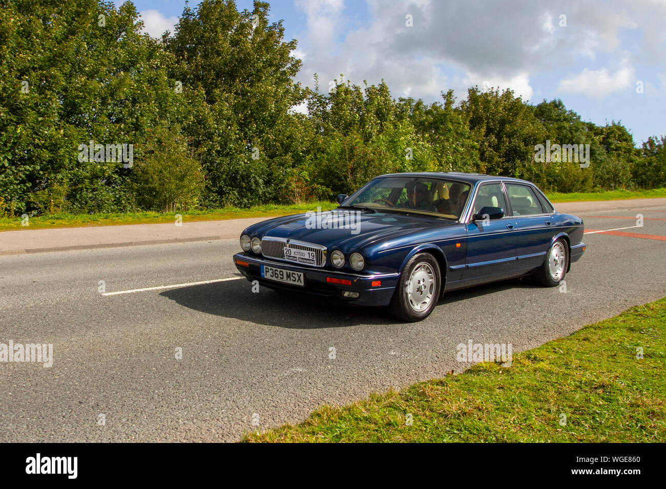1996 90s blue Jaguar XJ Executive at the Bradford to Morecambe Charity ...