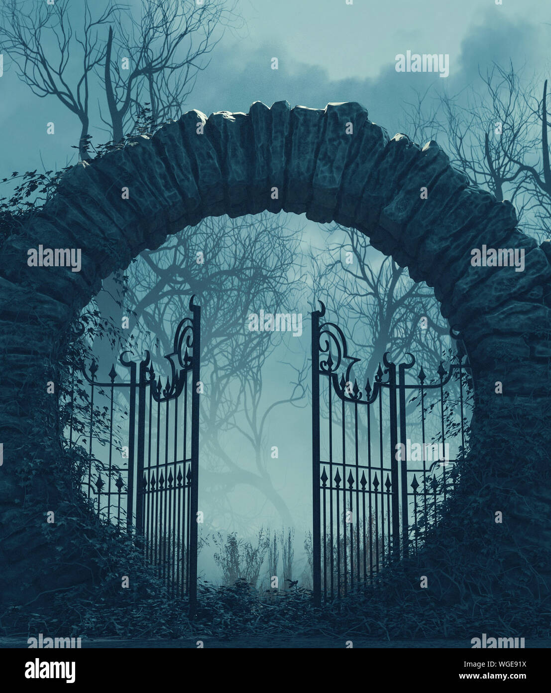 The gates is open,Halloween scene,3d illustration Stock Photo - Alamy