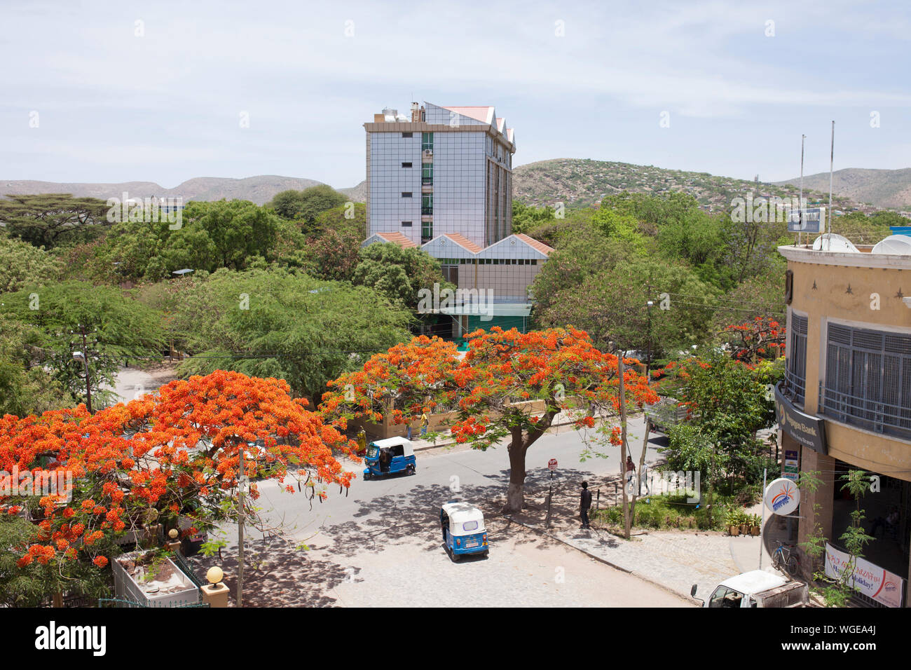 DIRE DAWA, ETHIOPIA-APRIL 16, 2015: Overview of buildings and people ...