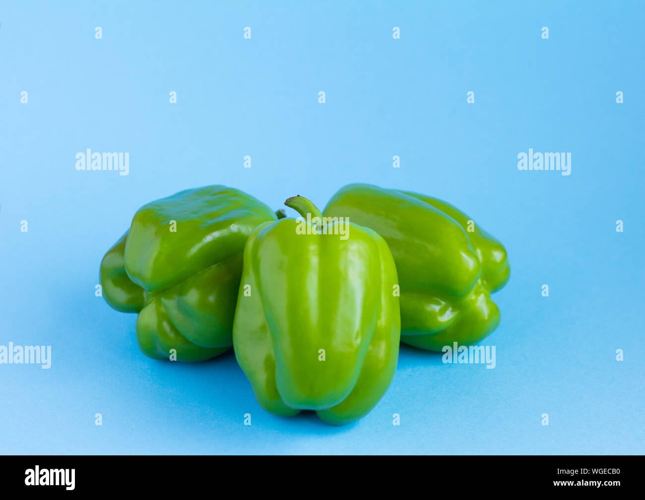 bell pepper, large green pepper on a blue background Stock Photo - Alamy