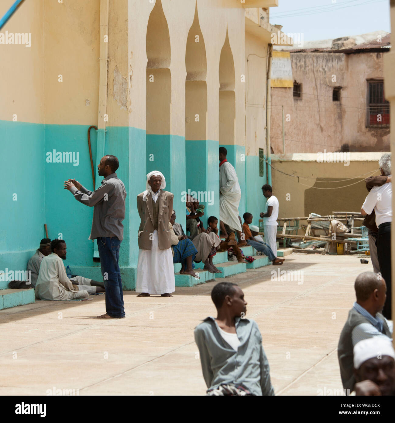 HARAR, ETHIOPIA-APRIL 17, 2015: People worship at the Aw Abdal Mosque ...