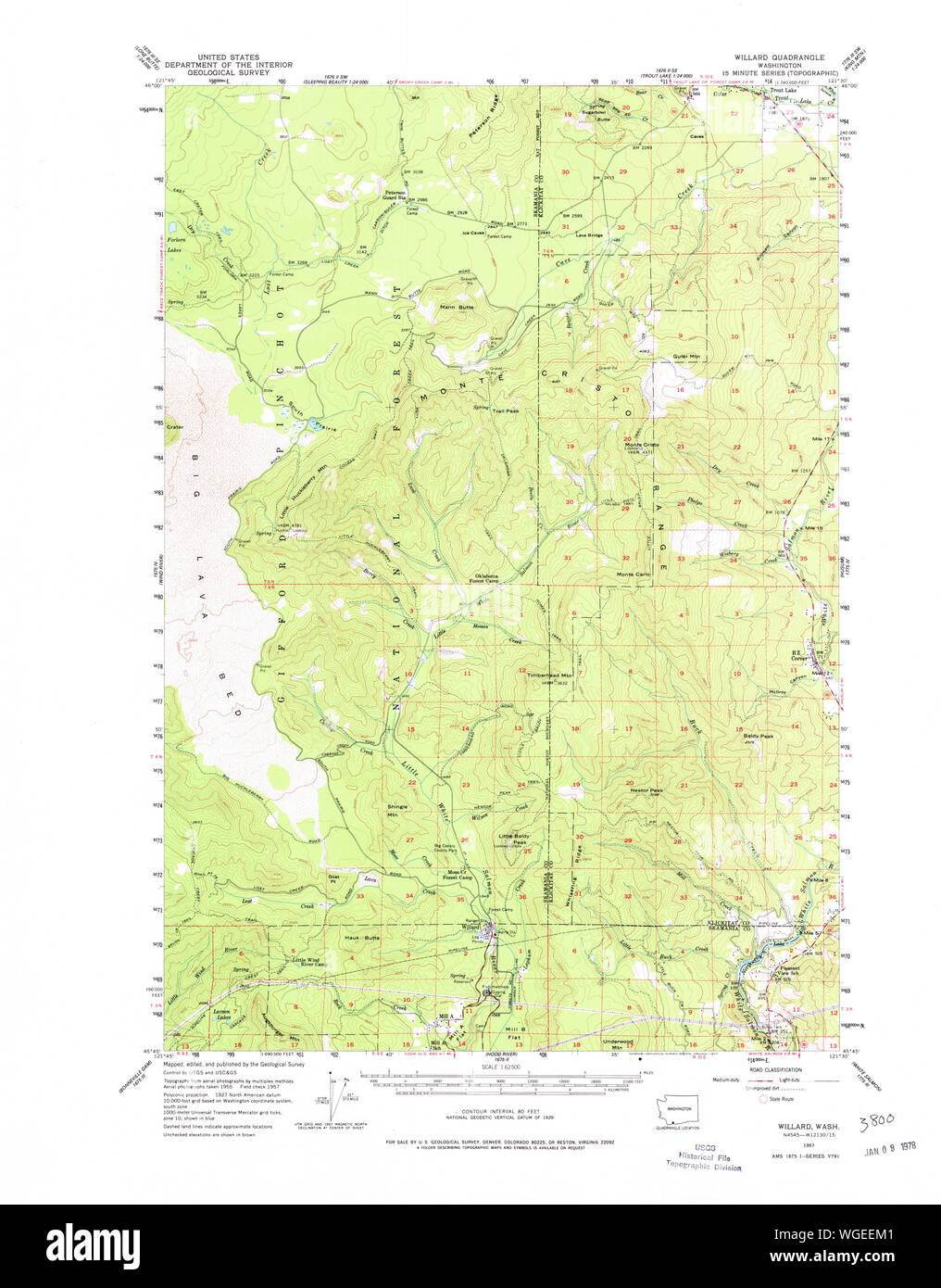 USGS Topo Map Washington State WA Willard 244712 1957 62500 Restoration ...