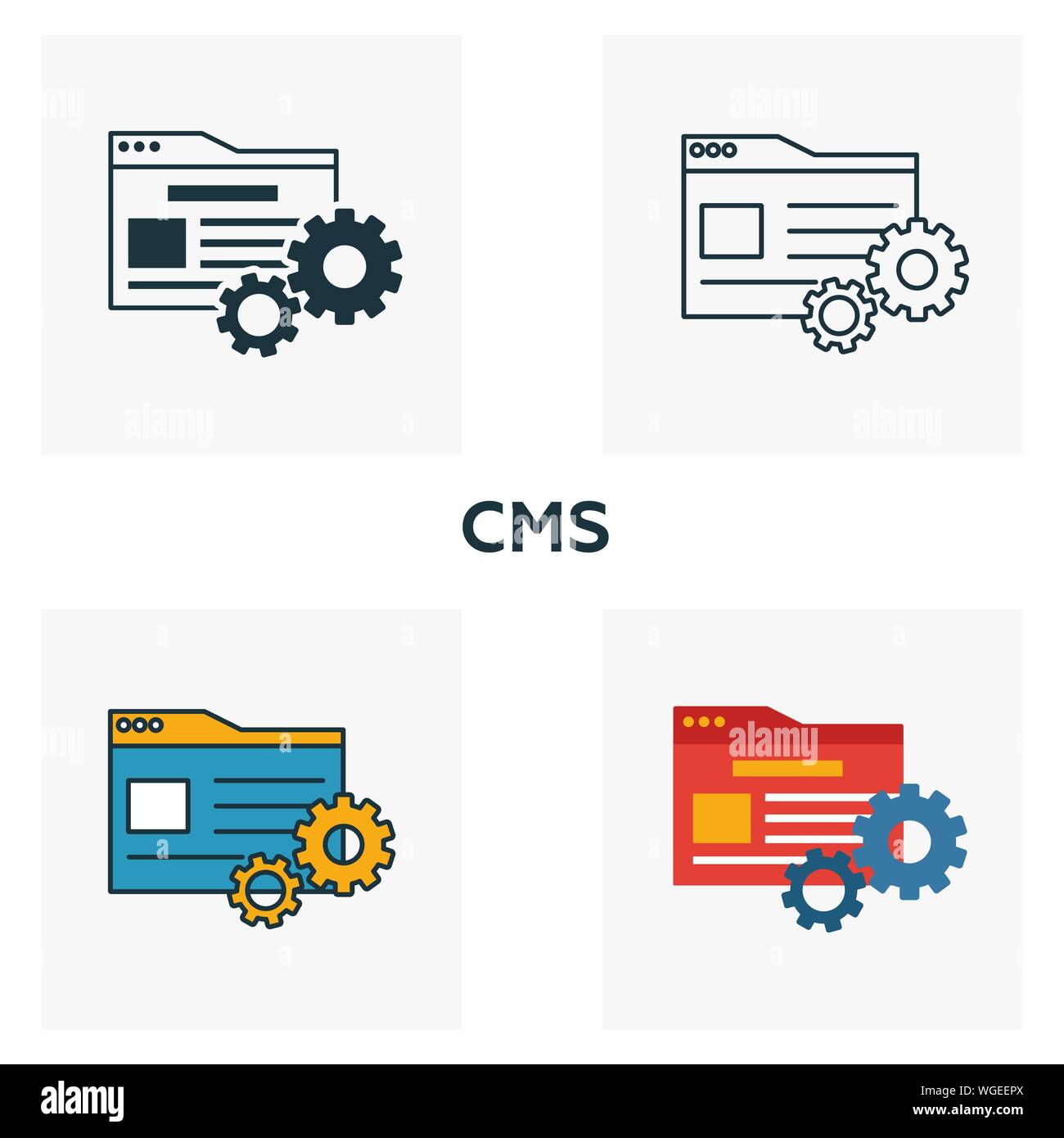 Cms icon set. Four elements in diferent styles from content icons ...