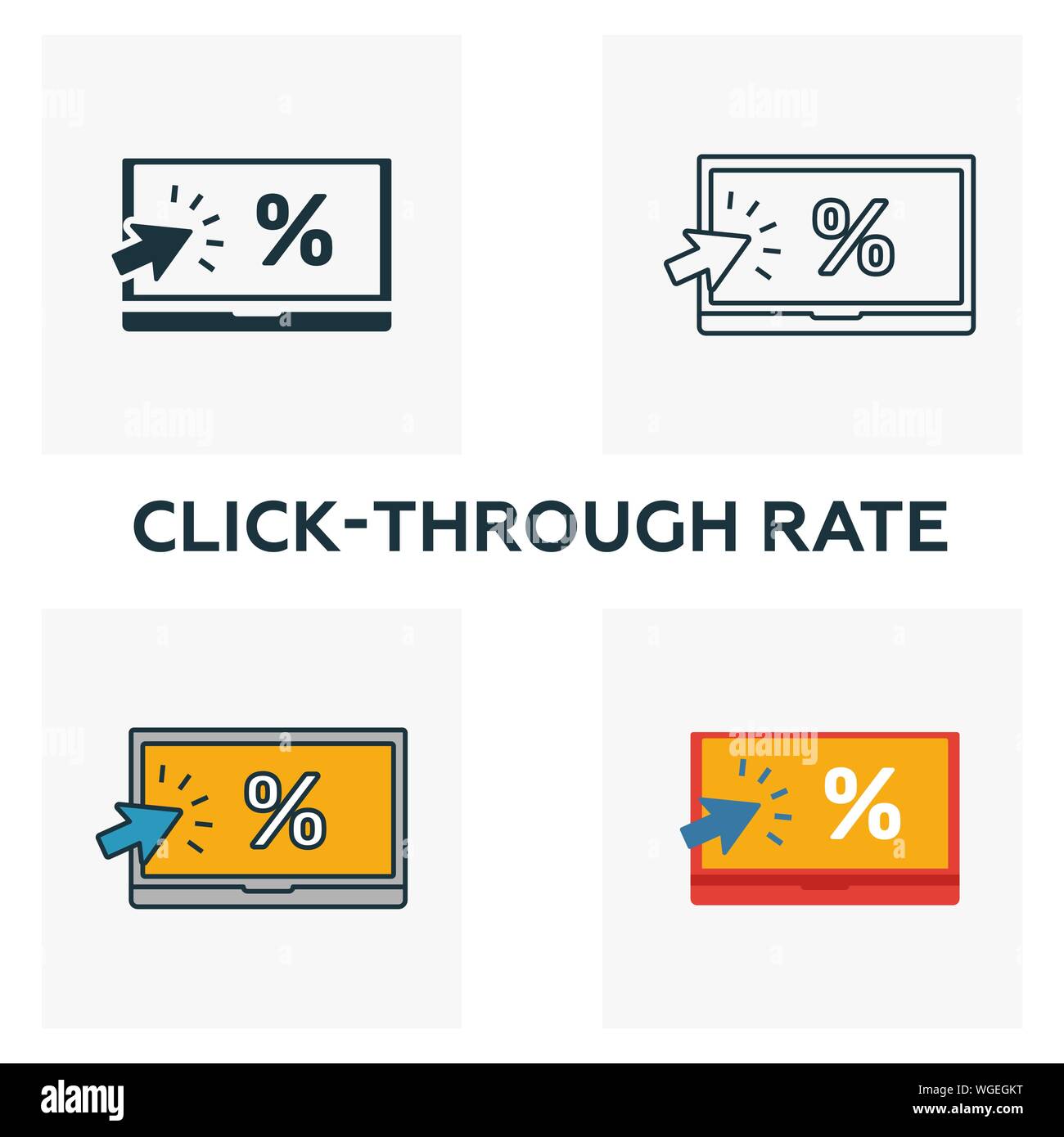 Click-Through Rate icon set. Four elements in diferent styles from ...